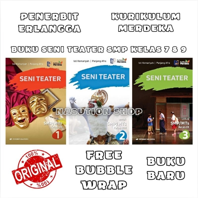 Jual Buku Seni Teater Kelas 1 2 3 / 7 8 9 SMP/MTs Erlangga Kurikulum Merdeka Km Original ...
