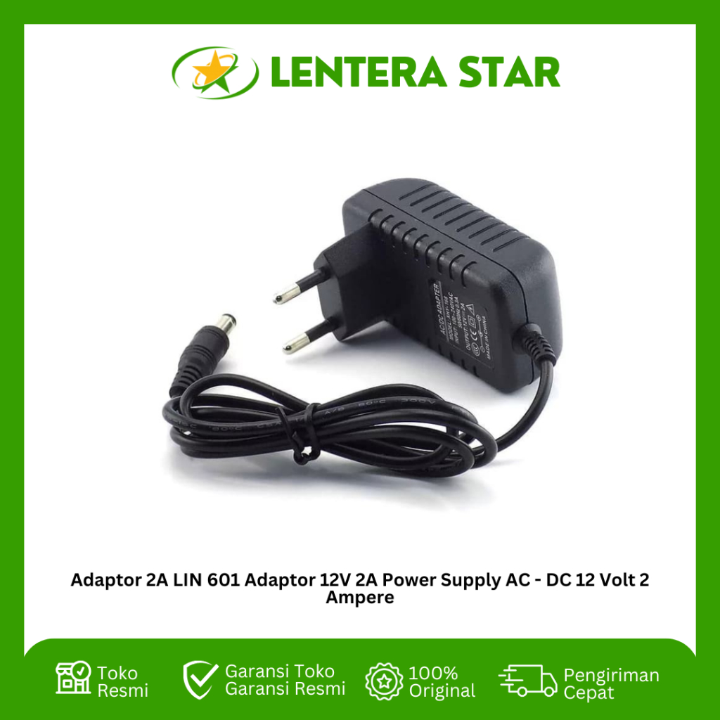 Jual Adaptor 2A LIN 601 Adaptor 12V 2A Power Supply AC - DC 12 Volt 2 ...