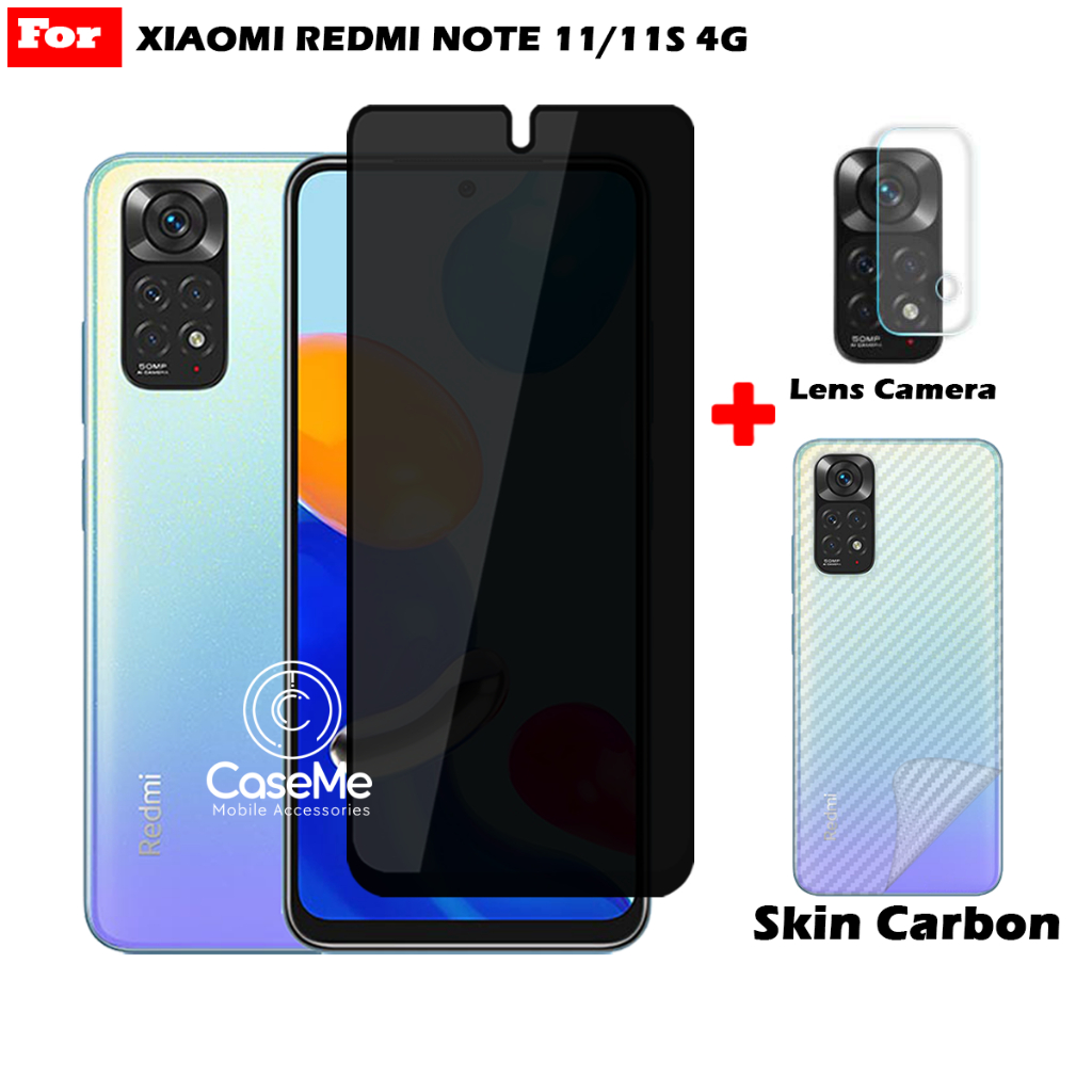 Jual Paket 3in1 Tempered Glass Privacy Xiaomi Redmi Note 11 11S 4G Free ...