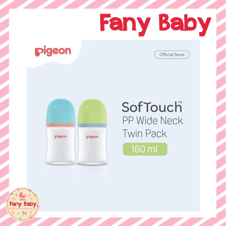 Jual PIGEON TWIN PACK BOTOL BPP WIDE NECK WITH SOFT TOUCH NIPPLE | Shopee Indonesia