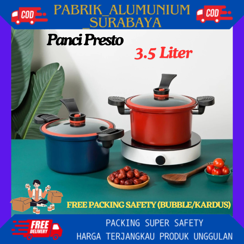 Jual Panci Presto Teflon Pressure Cooker Pot Totipotent 3.5 Liter Anti Lengket PREMIUM HIGH ...