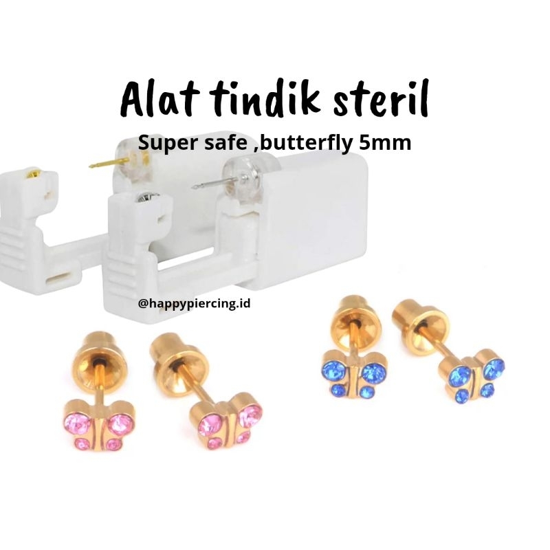 Jual alat tindik telinga anting anti alergi model butterflly 5mm ...