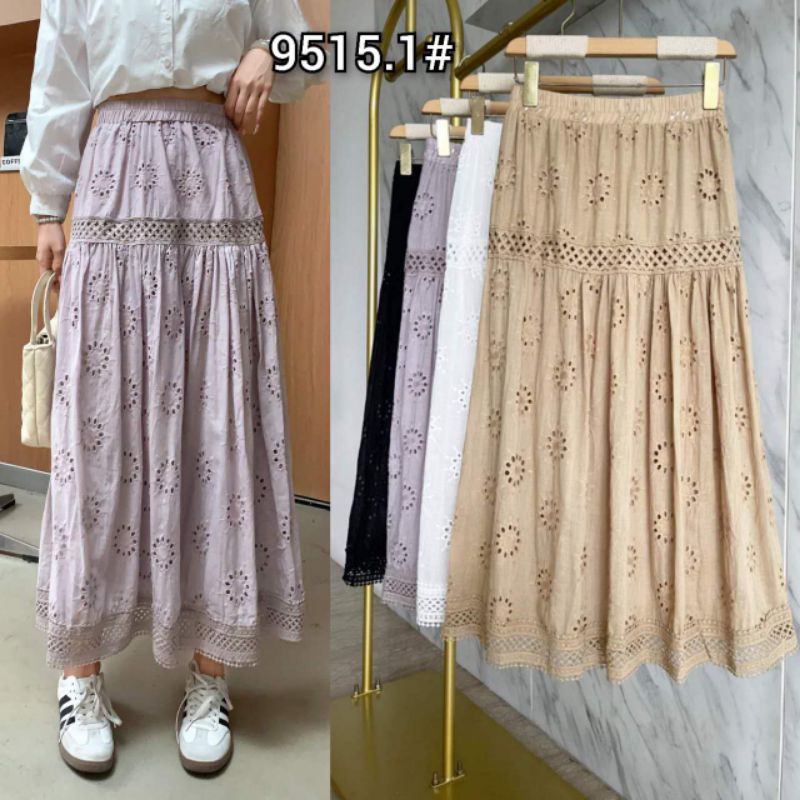 Jual Rok Katbol Premium Korean style Panjang Full Furing Katun Bordir ...