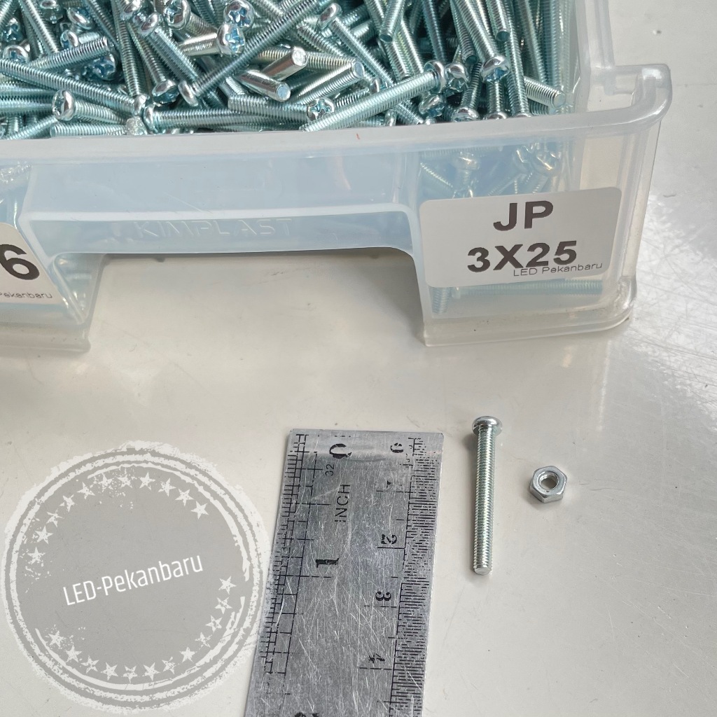 Jual 20PCS BAUT JP 3X25 3MM X 25MM PANJANG 2,5CM MUR NUT M3 KEPALA OBENG + BULAT GALVANIS ...