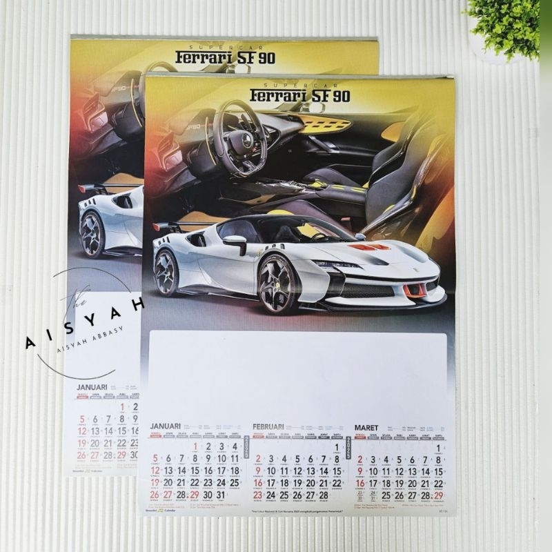 Jual kalender tahun 2025 mobil sport Ao 124 4 lembar x 3 bulanan ukuran ...