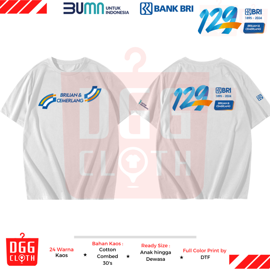 Jual DGG Cloth Baju Kaos HUT BRI 129 Tshirt Bank Rakyat Indonesia BUMN ...