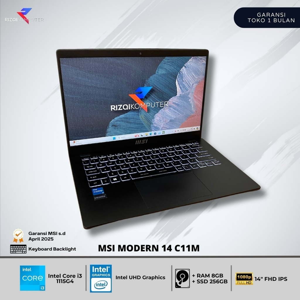 Jual MSI Modern 14 C11M Intel Core i3-1115G4 Ram 8GB SSD 256GB | Shopee Indonesia