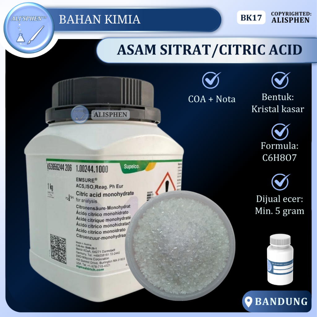 Jual [BK17] Citric Acid | Asam Sitrat | ACS,ISO,Reag. Ph Eur | Shopee ...