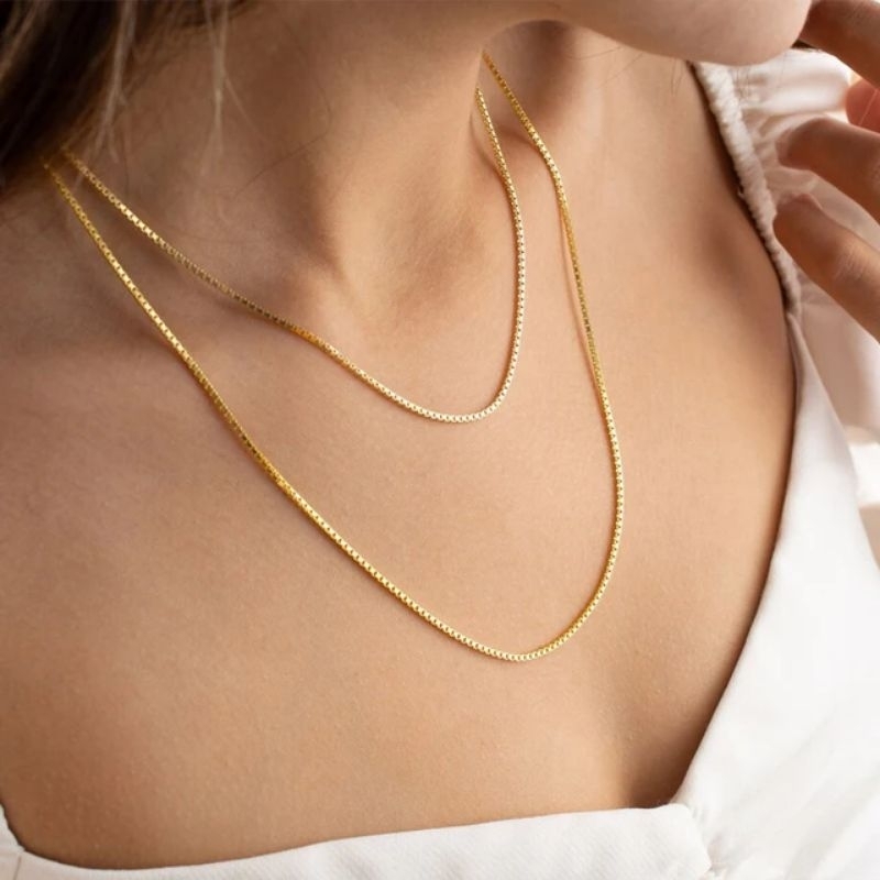 Jual KAlung Rantai Wanita Titanium warna Emas Gold model Rantai ...