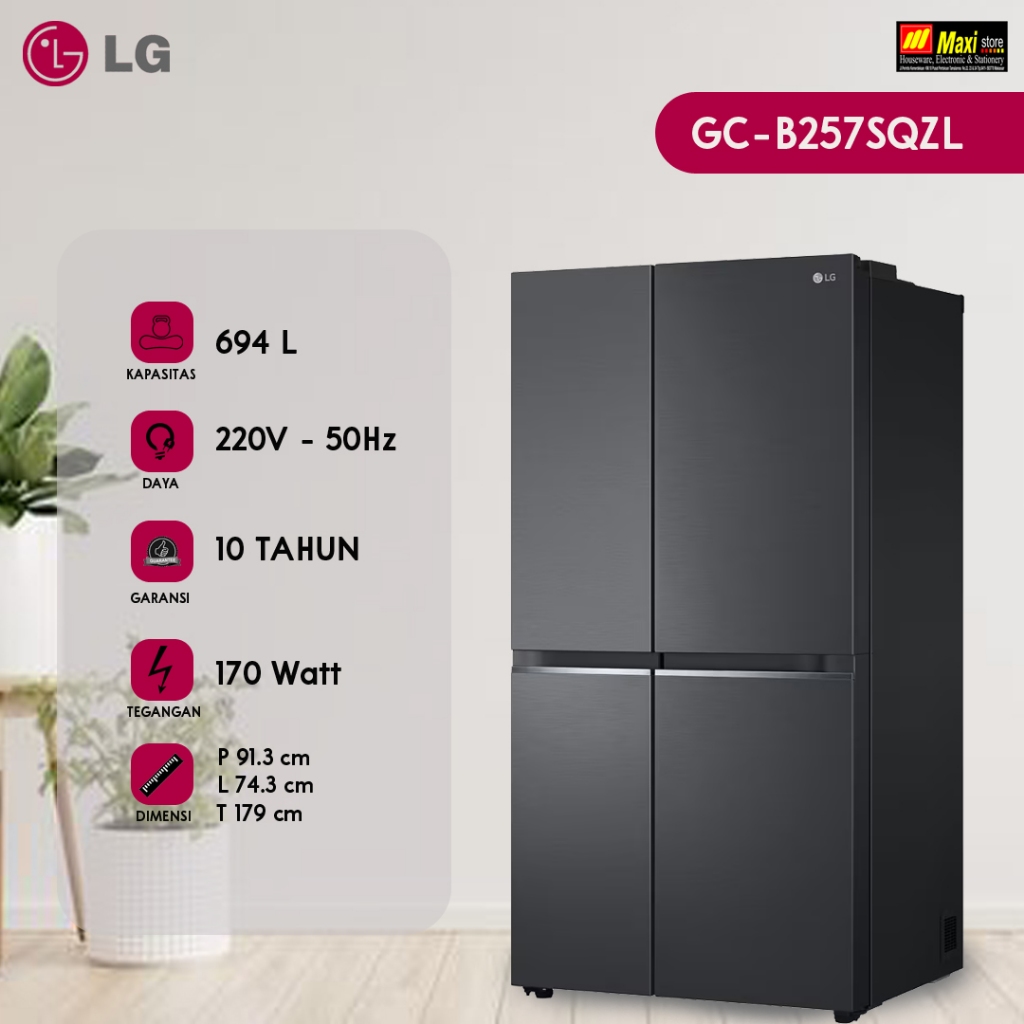 Jual LG GC-B257SQZL Kulkas Side-by-Side [694 L] Smart Inverter UltraSleek | Shopee Indonesia