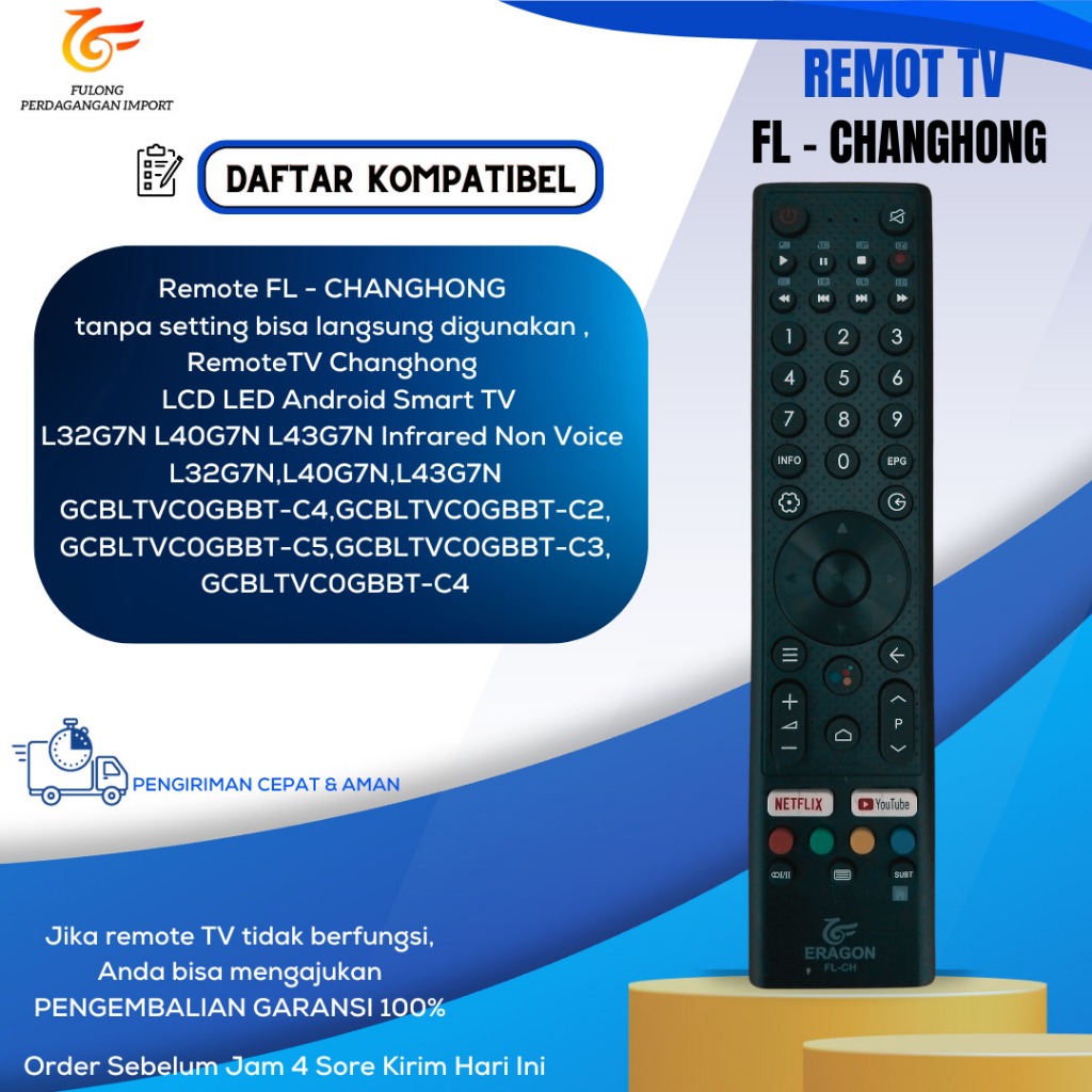 Jual REMOT REMOTE TV CHANGHONG SMART TV NETFLIX YOUTUBE (OLD) | Shopee ...