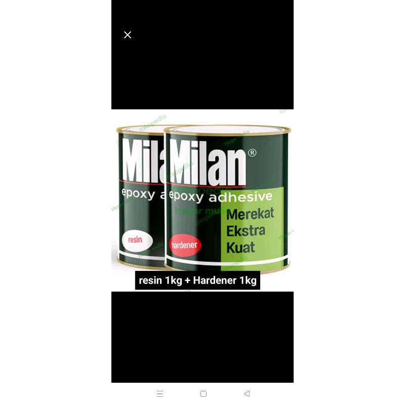 Jual LEM EPOXY MILAN ADHESIVE Resin+Hardener 1 set 2 kaleng 1,3kg Ter ...