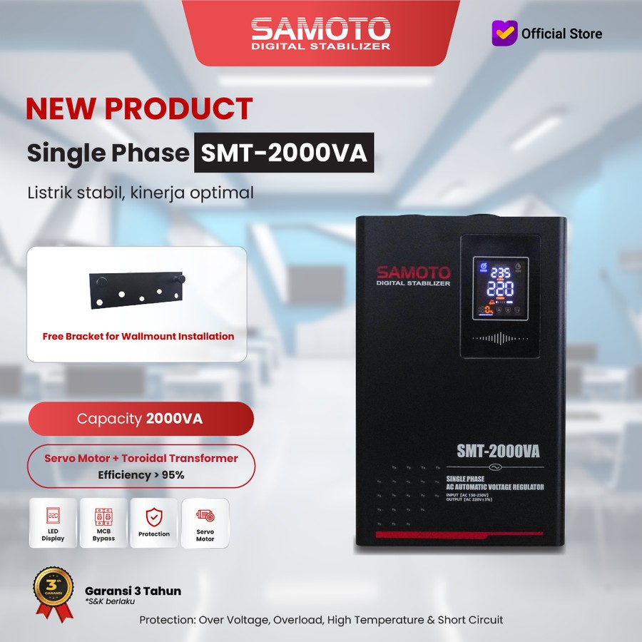 Jual INSTANT SAMEDAY - Stabilizer SAMOTO SMT2000VA 1600W Stavolt ...