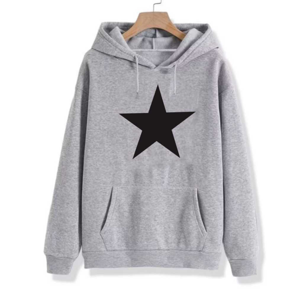 Jual SWEATER HOODIE PRIA WANITA LOGO BINTANG HITAM UNISEX KEREN ...
