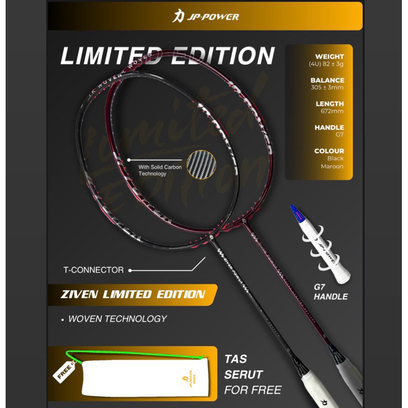 Jual RAKET JP POWER ZIVEN LIMITED EDITION ORIGINAL | Shopee Indonesia
