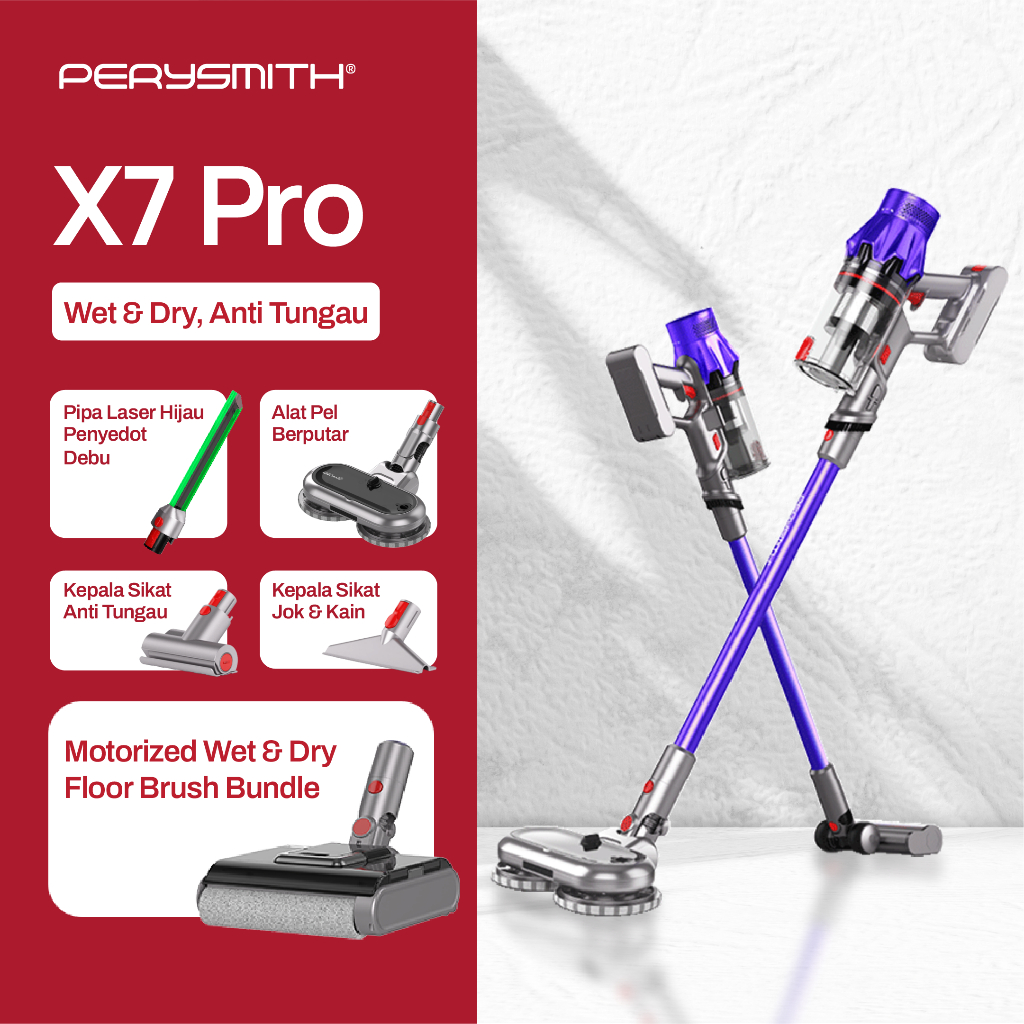 Jual PerySmith X7 Pro Cordless Vacuum Cleaner Home Penyedot Debu Tanpa ...