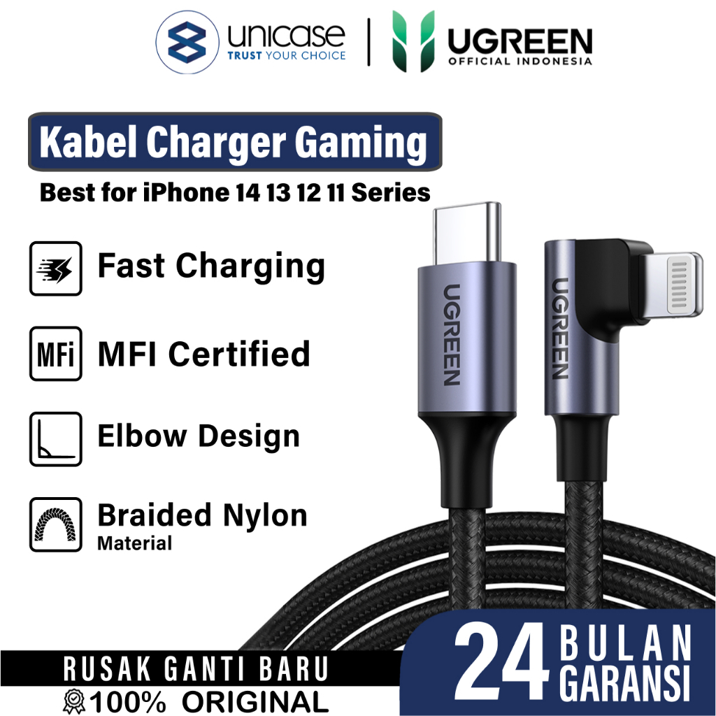 Jual UGREEN Kabel Data Gaming Fast Charging iPhone iPad Charger Lightning MFi USB A Type C Cable ...