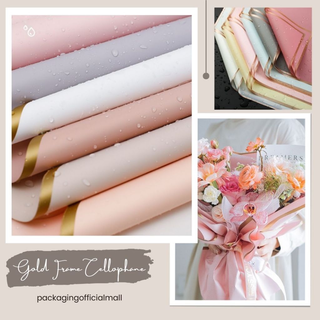 Jual GOLD FRAME CELLOPHANE / FLORIST PAPER / KERTAS BUKET BUNGA ...