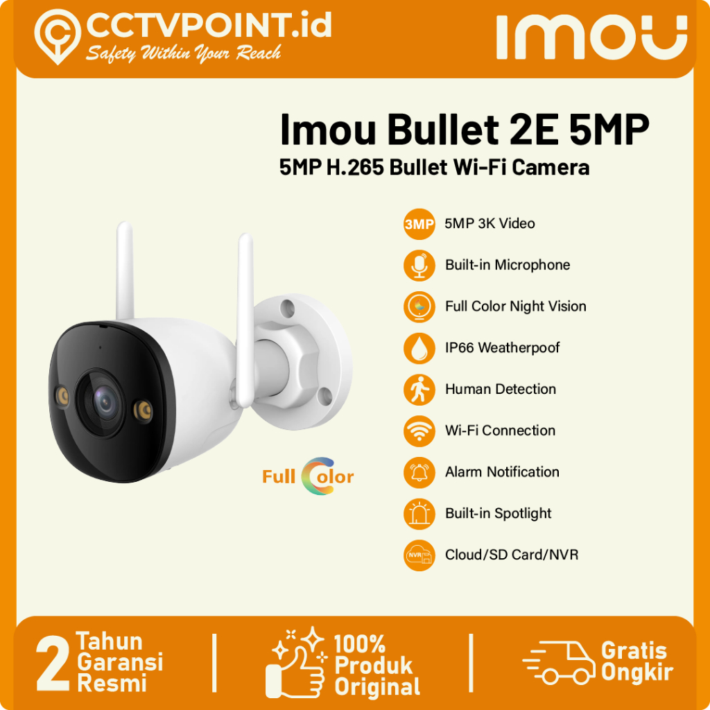 Jual IMOU BULLET 2E 5MP CCTV OUTDOOR WIFI BULLET WIRELESS BUILT-IN MIC ...