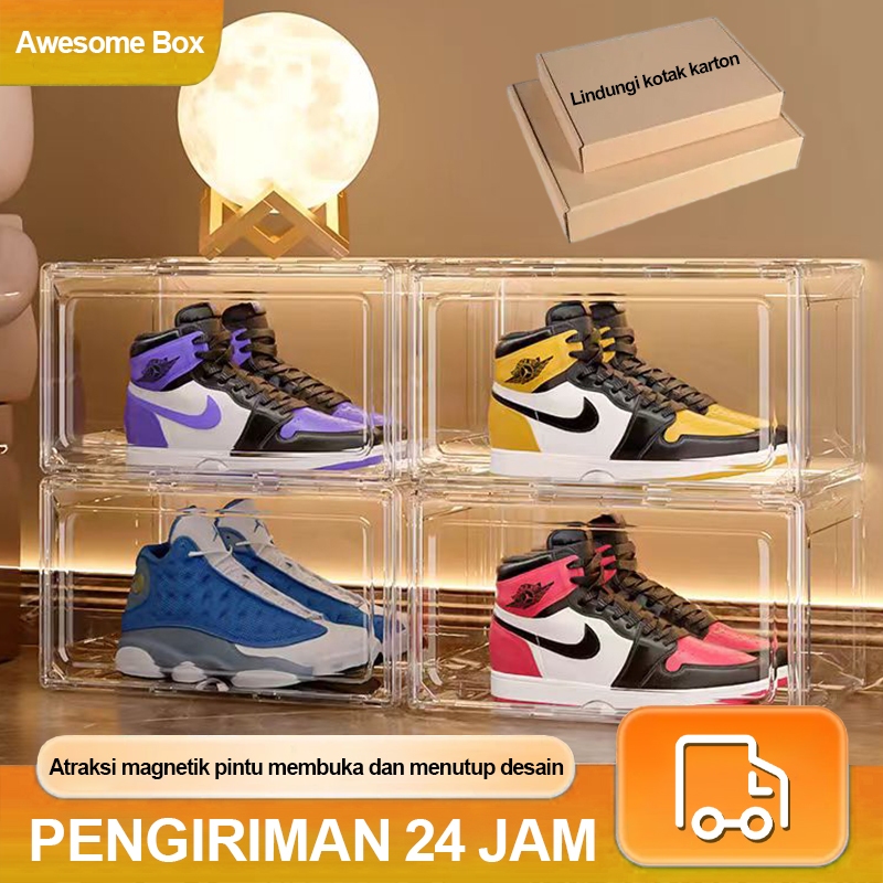 Jual Paket 5/10 Kotak Sepatu Transparan Akrilik Ukuran Besar Tempat ...