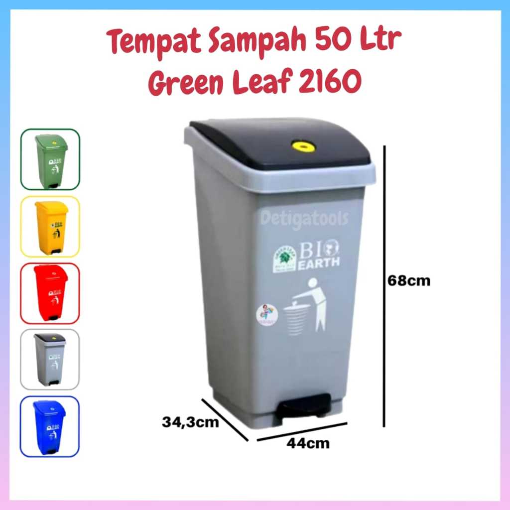 Jual GREEN LEAF 2160 Tempat Sampah Injak Segi 50 Liter Bio | Shopee Indonesia