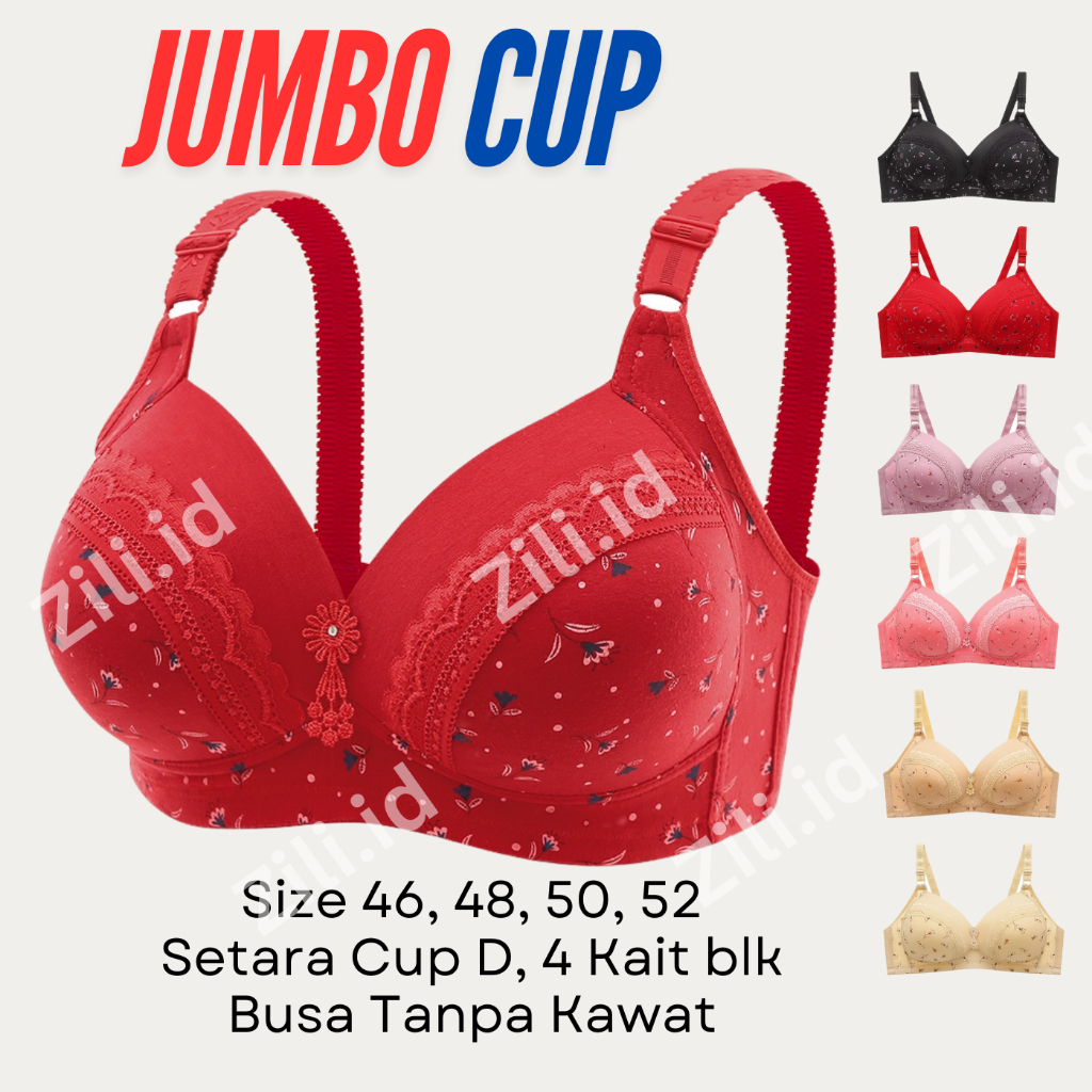 Jual Bra BH Busa Tanpa Kawat JUMBO BIG CUP D SIZE 46 - 52 | Shopee ...