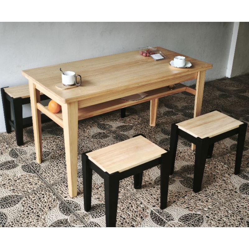 Jual Meja kursi bangku Kayu solid meja makan kerja tulis cafe resto ...