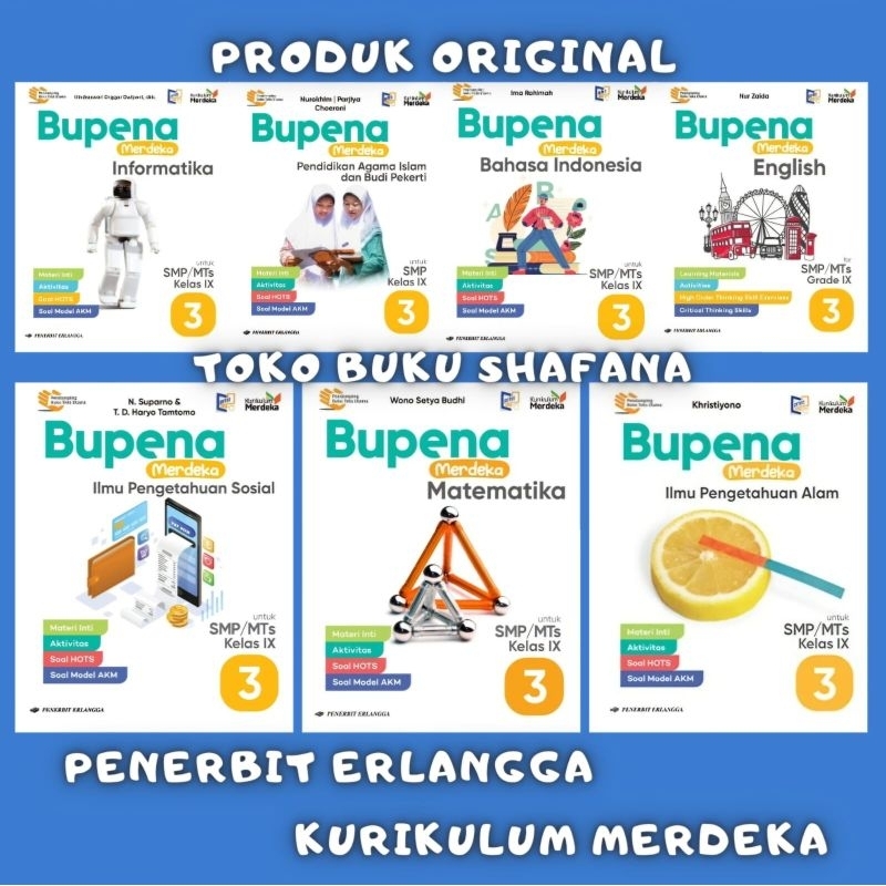 Jual Buku Bupena Merdeka Kelas 9 / 3 SMP/MTs Kurikulum Merdeka Penerbit Erlangga - Matematika ...