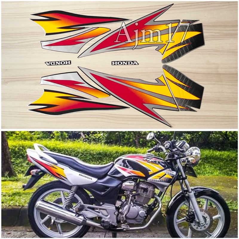 Jual STIKER STRIPING MOTOR HONDA TIGER 2003 HITAM SILVER LIS KUNING ...
