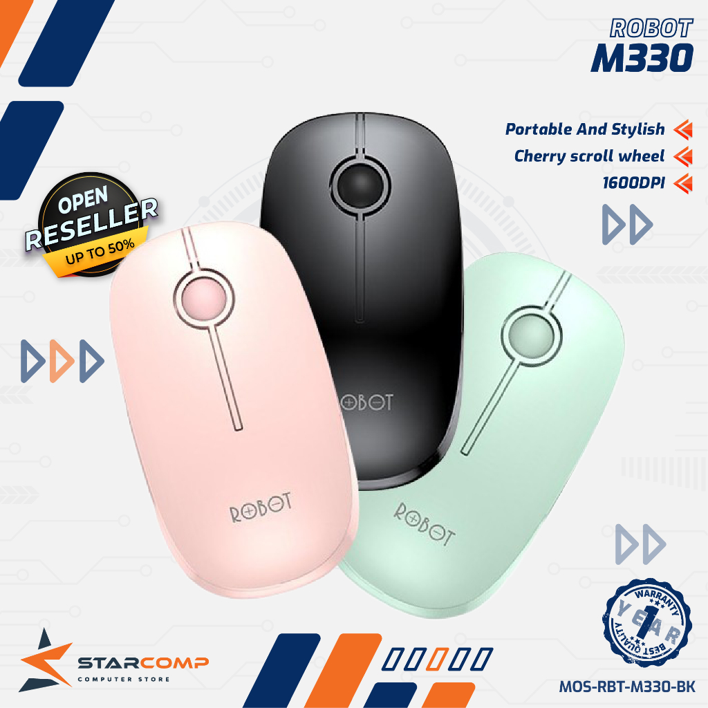 Jual Mouse ROBOT M330 Wireless 2.4GHz Silent Optical 1600DPI Original ...