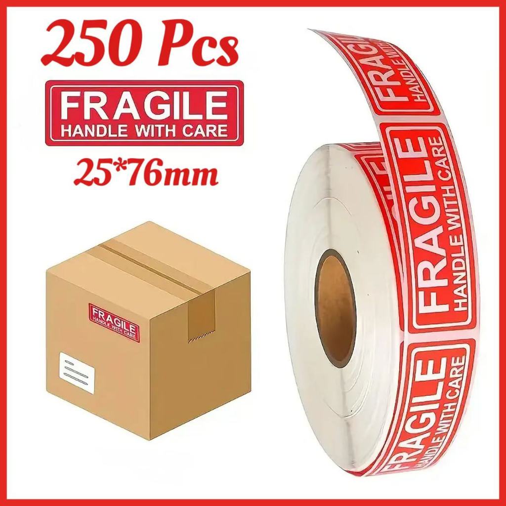 Jual 250pcs Lakban Fragile Merah Putih Bendeta Sticker Peringatan ...