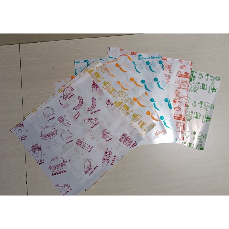 Jual PEMBUNGKUS BURGER ( WRAP BURGER ) MOTIF UK. 30x30 ( MOTIF RENDOM ...