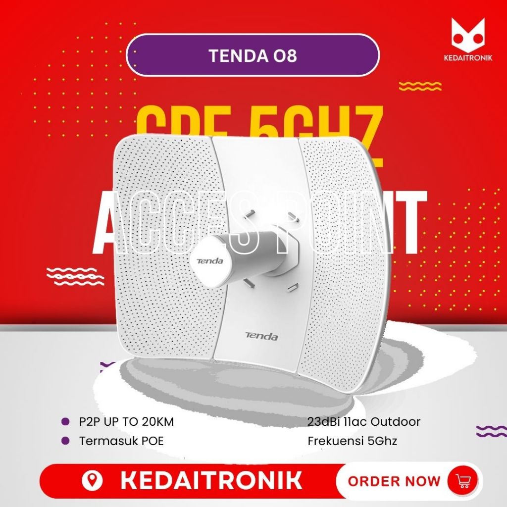 Jual Access Point Outdoor Tenda O8 CPE P2P Point to Point Up to 20KM 11AC Router 23dBi | Shopee ...
