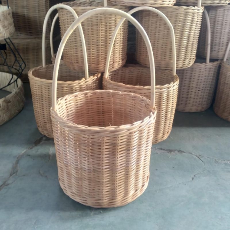 Jual 0Keranjang bakset rotan cover pot minimalis murah multifungsi D ...