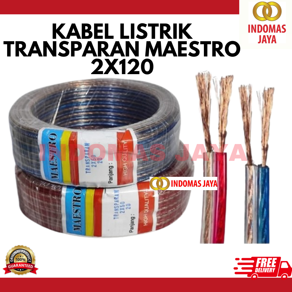 Jual Kabel Listrik Transparan 2x120 Maestro - Kabel Trans Audio Serabut ...