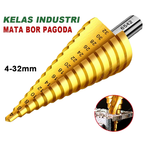Jual mata bor step dril 4mm - 32mm Pelubang besi Hole Saw Spiral HSS ...