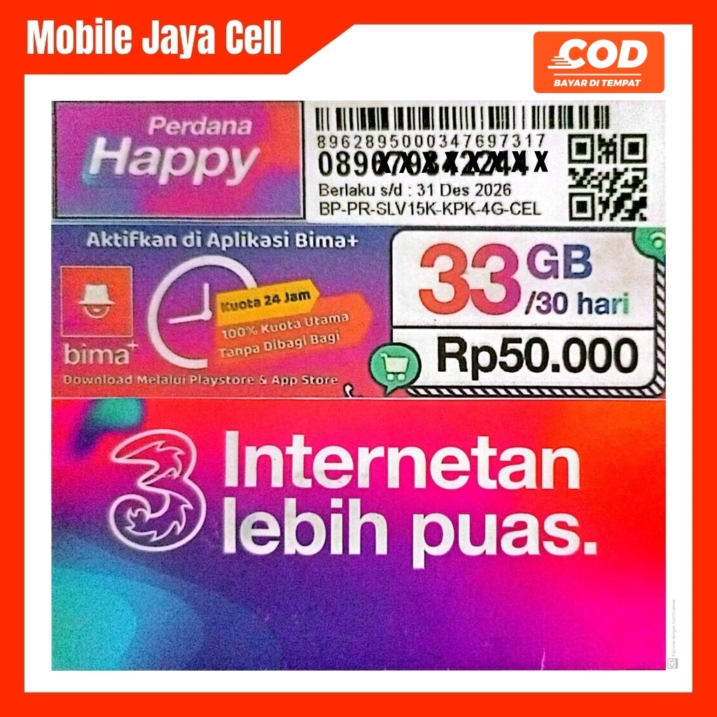 Jual Perdana Internet Tri Sakti 33 GB 30 Hari | Shopee Indonesia