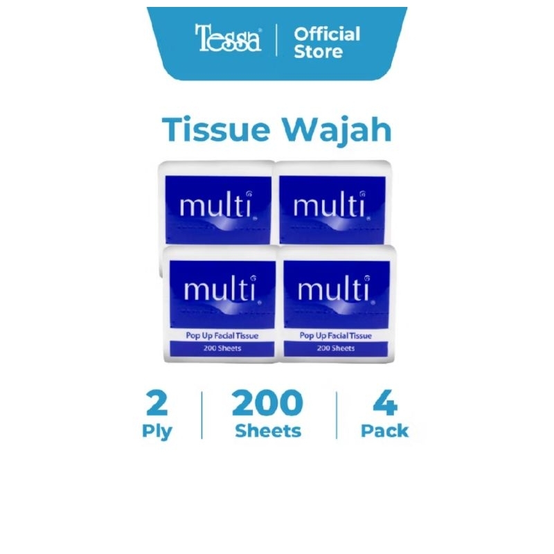 Jual TISSUE MULTI POP UP FACIAL KOTAK 200 Sheets x (4pcs) | Shopee ...