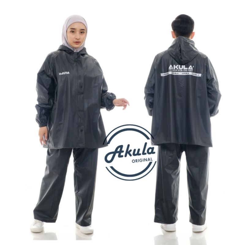 Jual RAINCOAT, Jas Hujan AKULA Pria Wanita Terbaik Bahan PVC 0,25 Anti Rembes Hitam | Shopee ...