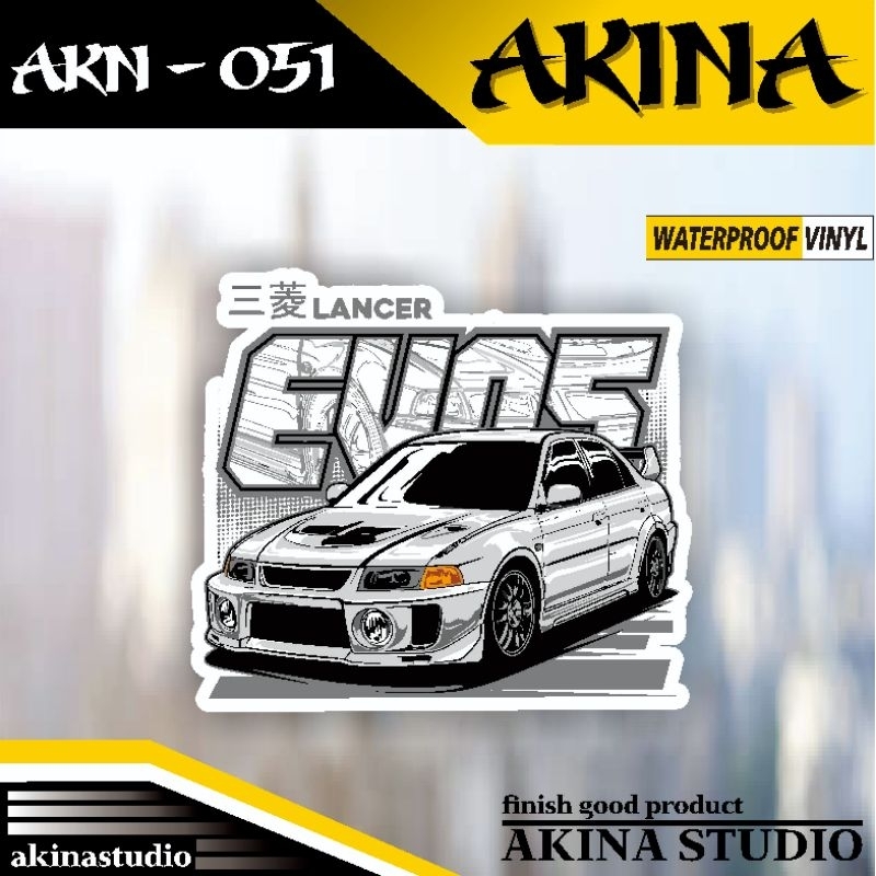 Jual sticker vinyl anti air lancer evolution 5 black & white | stiker ...