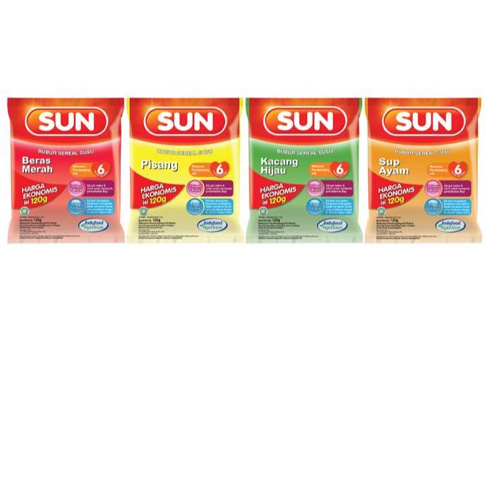 Jual SUN Bubur Sereal Sup Ayam / Beras Merah / Kacang Hijau / Pisang ...