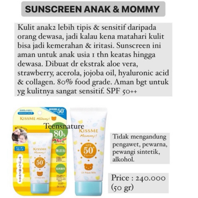 Jual SUNSCREEN ANAK & MOMMY SPF 50 ORIGINAL JAPAN | Shopee Indonesia