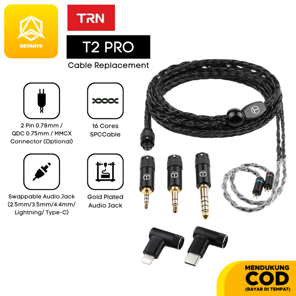 Jual TRN T2 PRO 16 Core Silver Plated Copper Upgrade Cable For IEM Earphone Modular Kabel ...