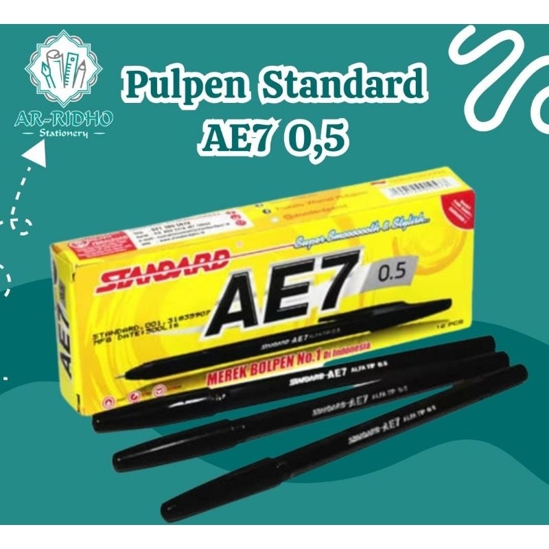 Jual Pulpen Pena Standard AE7 0,5 - Hitam ,Biru Per PACK isi 12 Pcs | Shopee Indonesia