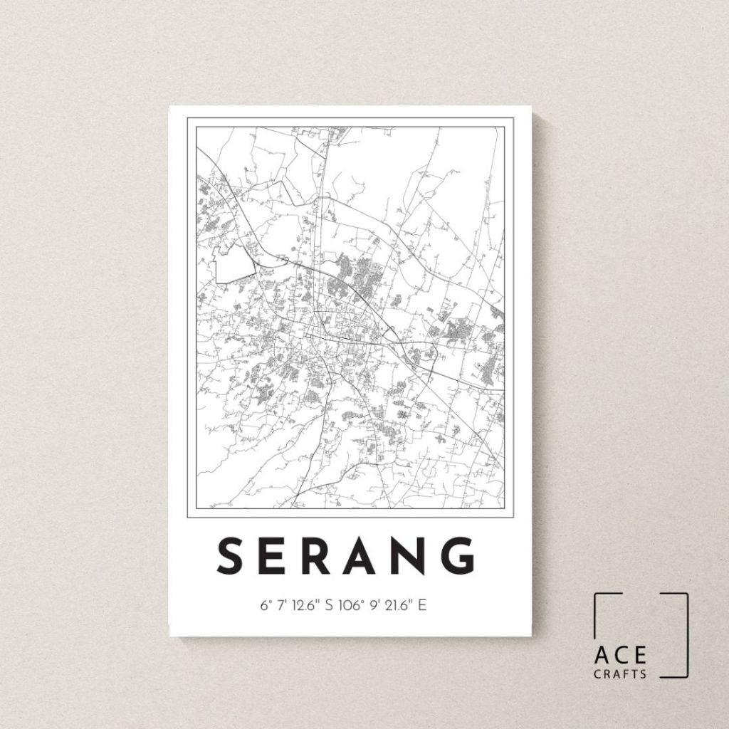 Jual Serang Indonesia City Map hiasan dinding minimalis poster peta ...