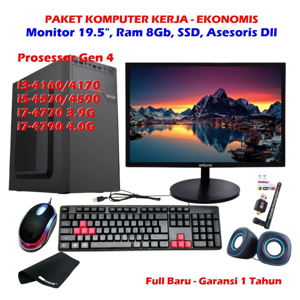 Jual PAKET KOMPUTER KANTOR EKONOMIS CORE I3-4160 CORE I3-4170 CORE I5 ...