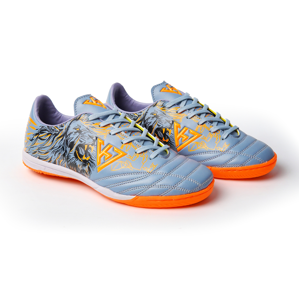 Jual Sepatu Futsal K7 Brand Lion IC Grey Orange Dewasa dan anak-anak ...