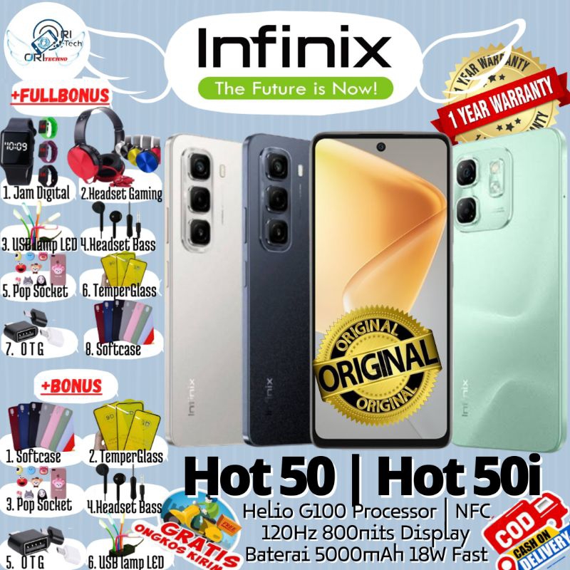 Jual INFINIX HOT 50 | HOT 50i 6/128 - 6/256 Ram Upto 12GB Helio G100 ...