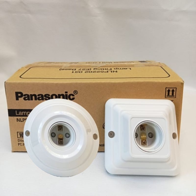 Jual PANASONIC FITTING LAMPU PLAFON E27 BULAT KOTAK SEGI NLP52202 ...