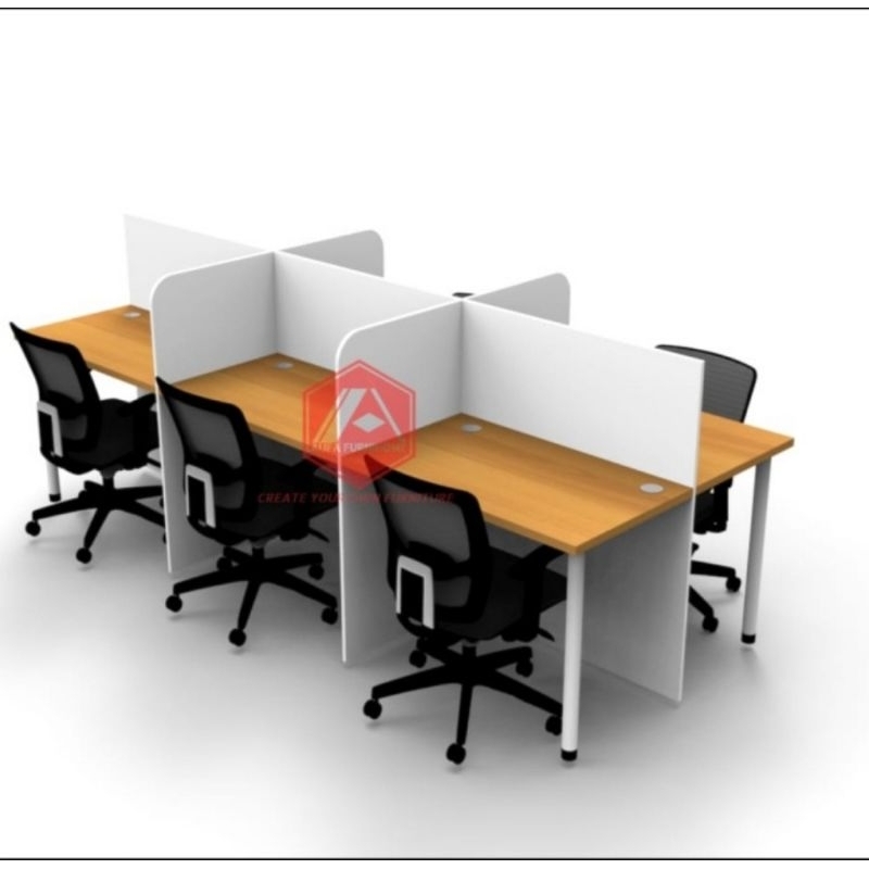 Jual Meja Kantor 4 CUSTOM/6orang staff Partisi Sekat /Meja kerja Baca ...